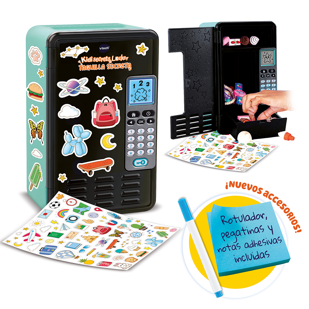 VTech - KidiSecrets Locker Taquilla secreta negra, caja fuerte infantil