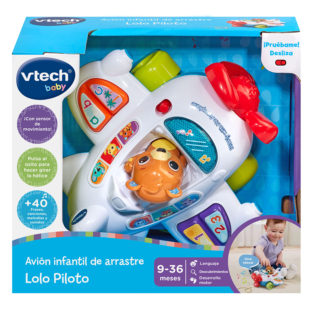VTech - Avión infantil de arrastre Lolo piloto, juguete de arrastre para niños +9 meses