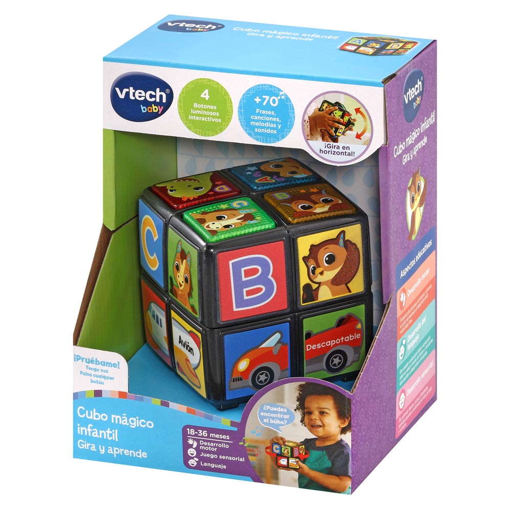 VTech baby, Cubo mágico infantil Gira y aprende, bebé descubre +6 meses