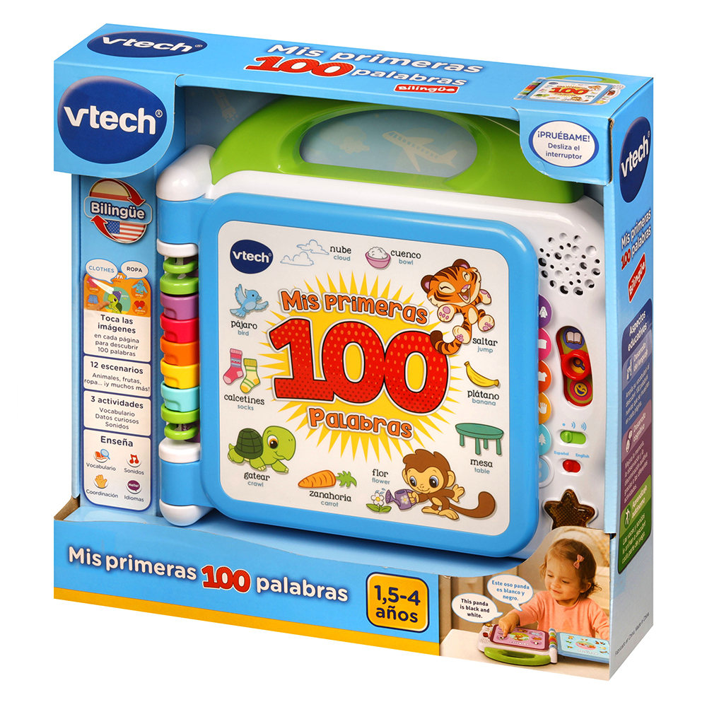 VTech - Mis primeras 100 palabras bilingüe, Libro educativo para niños +1,5 años